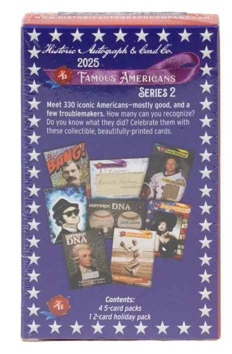2025 Historic Autographs Famous Americans Series 2 Hobby Box 4 Packs P ...