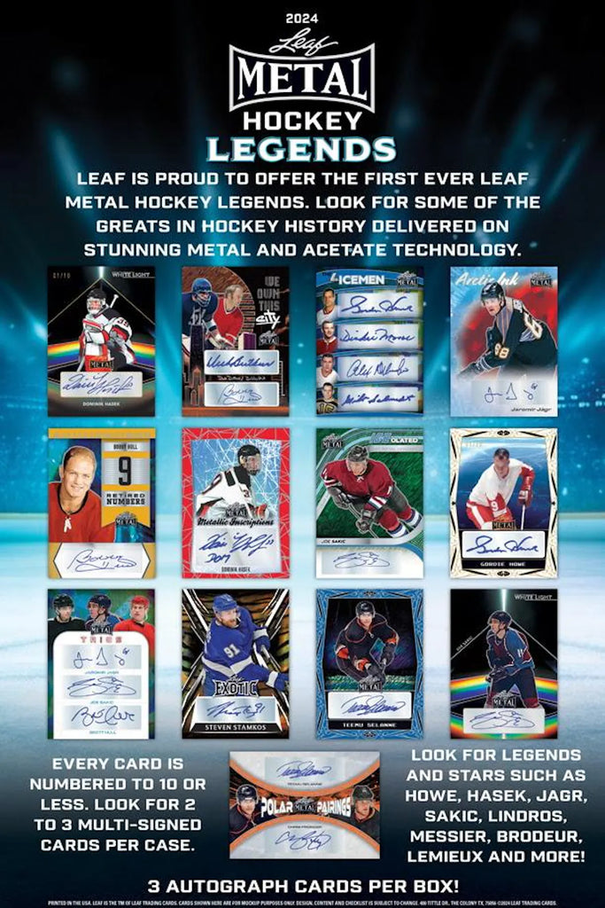 2023/24 Leaf Metal Legends Hockey Hobby Box 3 Cards Per Box – Bleacher ...