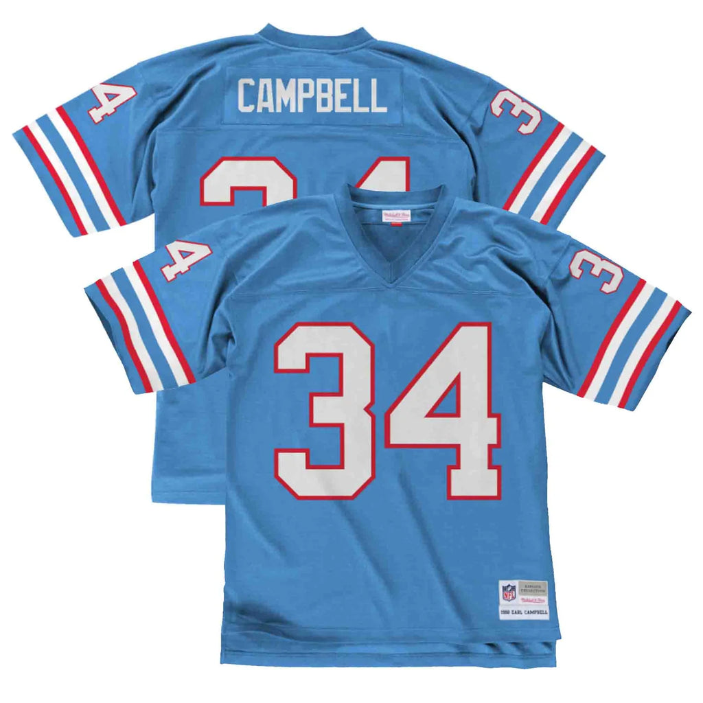 Men's Houston Oilers Earl Campbell 1980 Mitchell & Ness Light Blue Leg ...