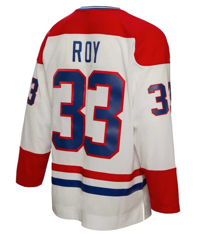 Men's Montreal Canadiens Patrick Roy Mitchell & Ness White 1992 Blue L ...