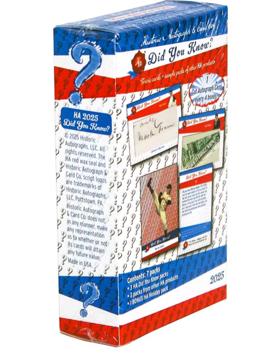 2025 Historic Autographs Did You Know? Hobby Box 7 Packs per Box ...