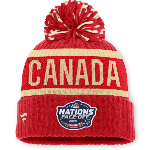 Team Canada 2025 4 Nations Face-Off Fanatics Red Cuffed Knit Toque w/P ...