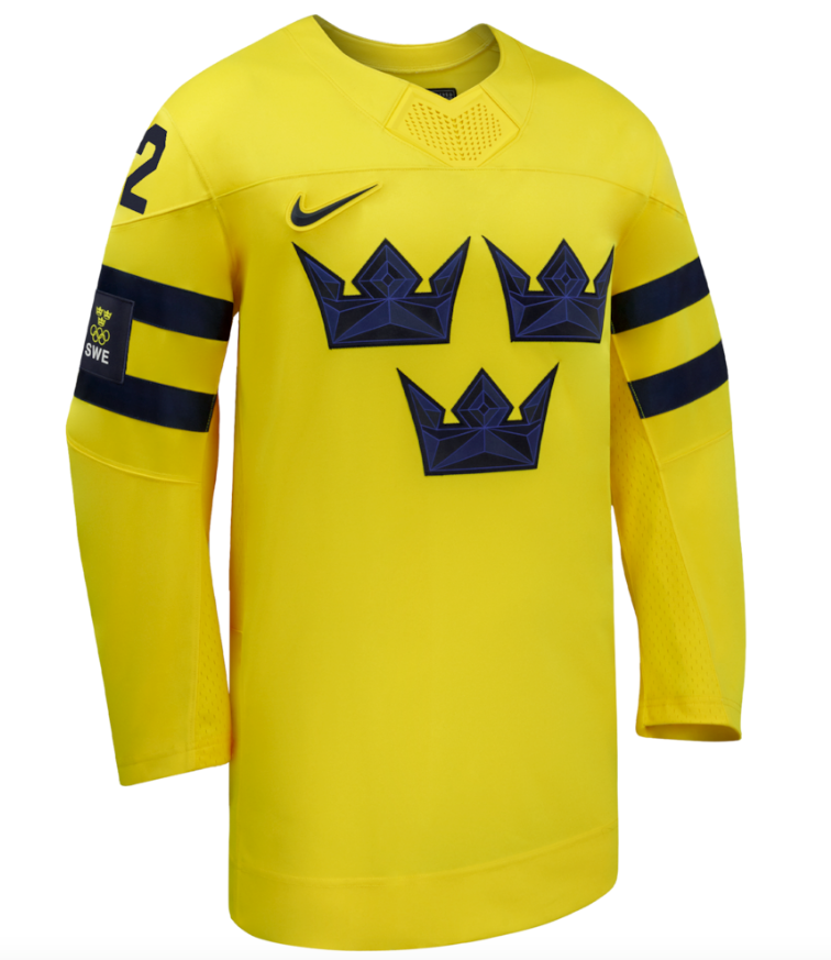 Men's Sweden Hockey Gabriel Landeskog Nike Yellow 2026 Away Olympics R ...