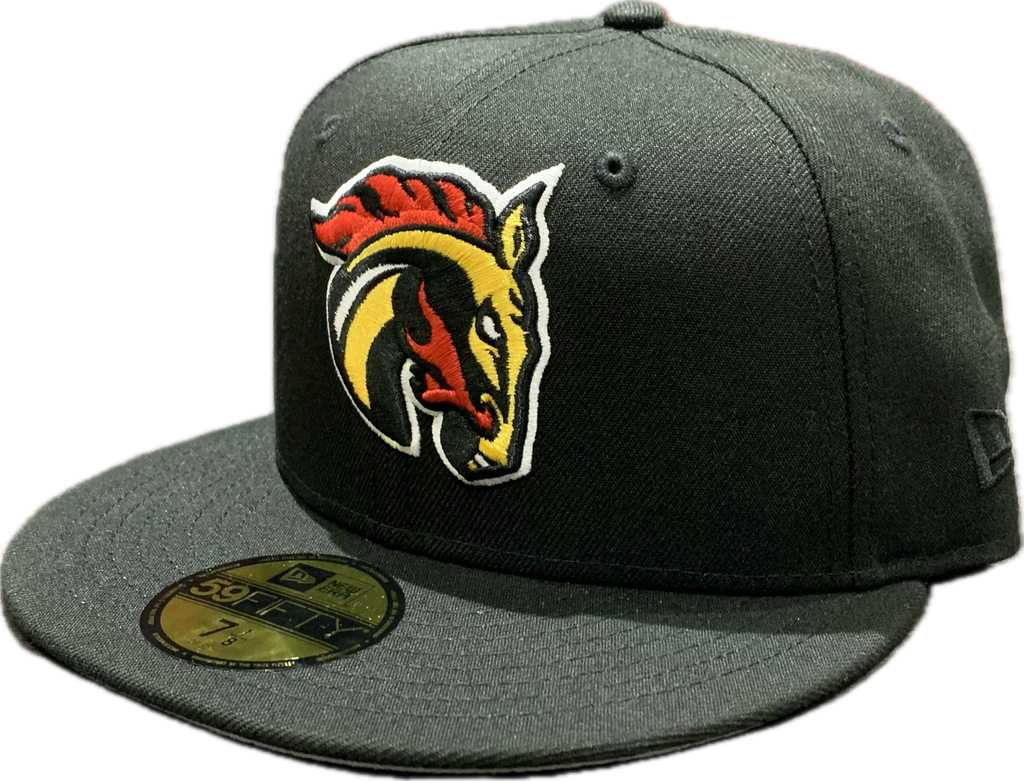 Men's Calgary Wranglers Black Custom Logo New Era 59fifty Fitted Hat C ...