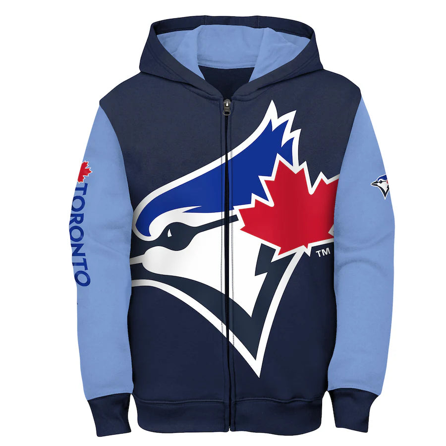 Toronto Blue Jays Navy Postcard Full-Zip Hoodie Jacket By Outerstuff ...