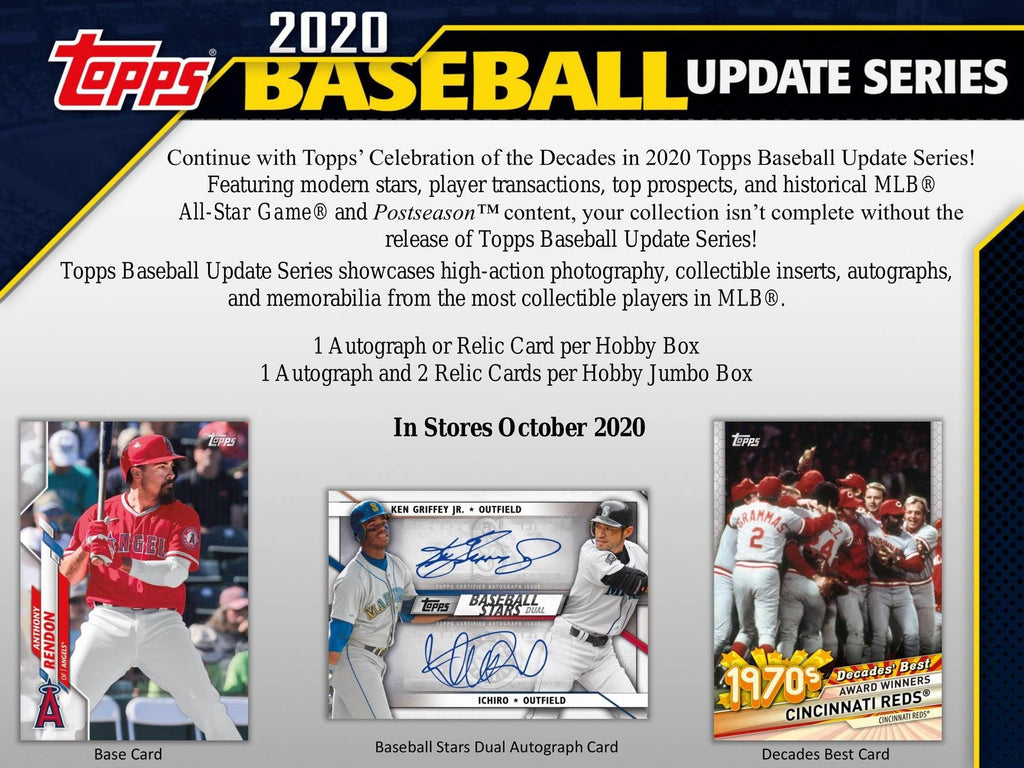 2020 Topps Update Series Baseball Hobby Jumbo Box 10 Packs Per Box, 46 ...