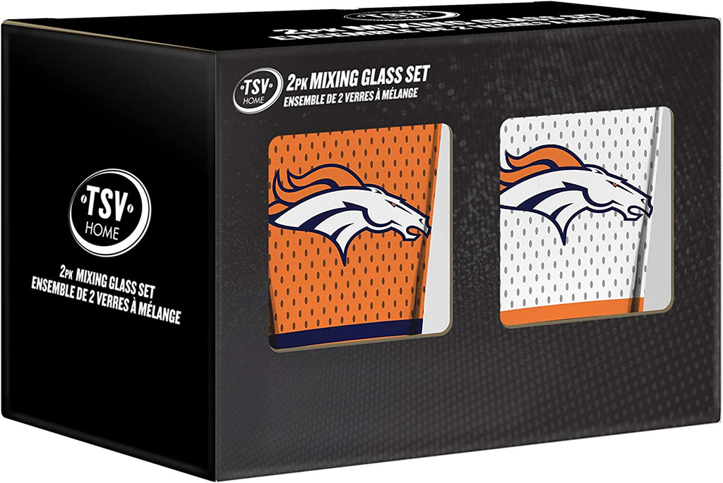Denver Broncos NFL Football Mixing Glass Set of Two 16oz Full Logo in ...