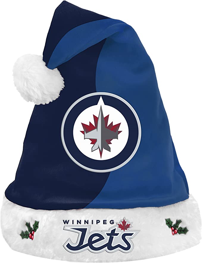 Winnipeg Jets Logo Colorblock Santa Hat NHL Hockey by Forever Collecti ...