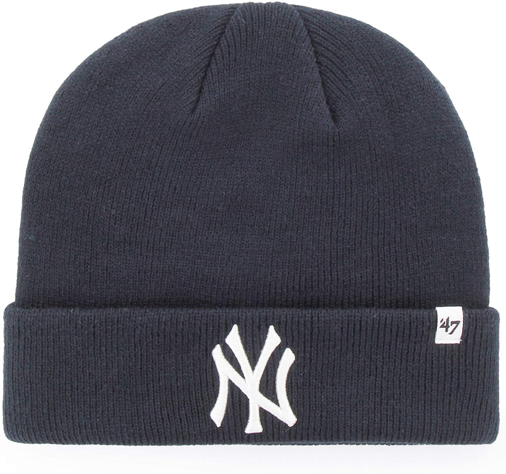 Men's New York Yankees MLB Baseball Raised Cuff Team Colour Knit Beani ...