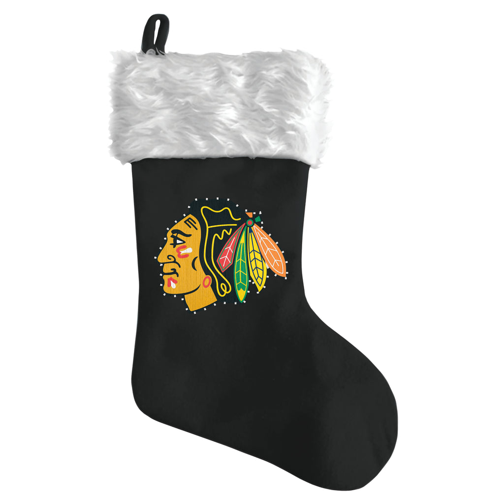 Chicago Blackhawks NHL Hockey Christmas Light Up Felt Stocking Team Lo ...