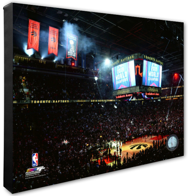 Toronto Raptors Opening Night Banner Raising Night Stretched Canvas ...