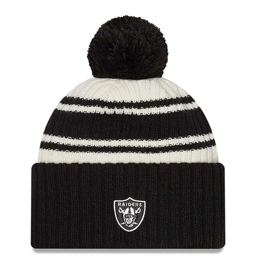 Men's Las Vegas Raiders New Era Cream/Black 2022 Sideline Sport Cuffed ...