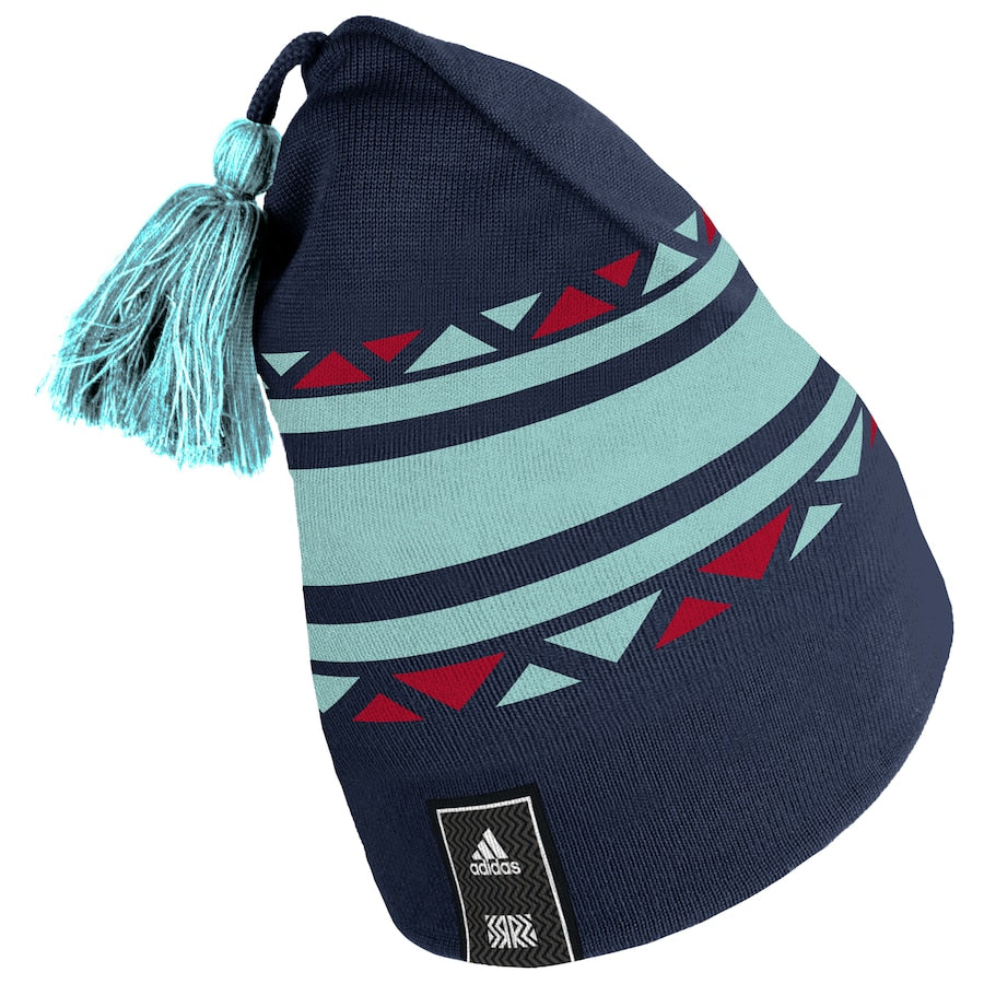 Men's Seattle Kraken adidas Navy Reverse Retro 2.0 Pom Cuffed Knit Hat ...
