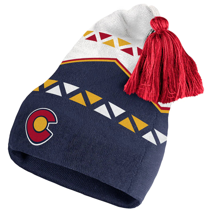 Men's Colorado Avalanche adidas White Reverse Retro 2.0 Pom Cuffed Kni ...