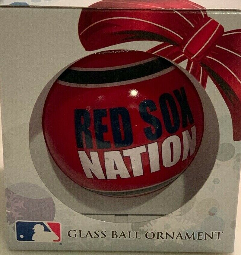 Boston Red Sox Logo Merry Christmas Single Glass Ball Ornament MLB Bas ...