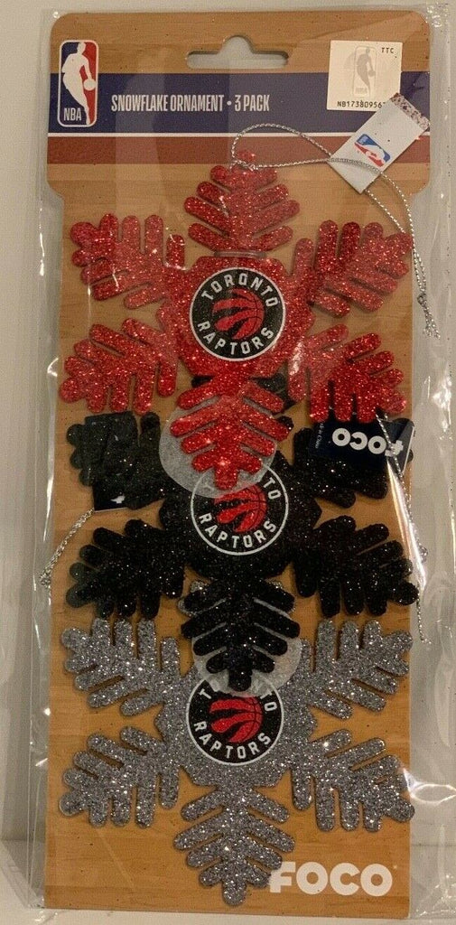 Toronto Raptors 3 PackMetal Glitter Snowflake Christmas Tree Ornament ...