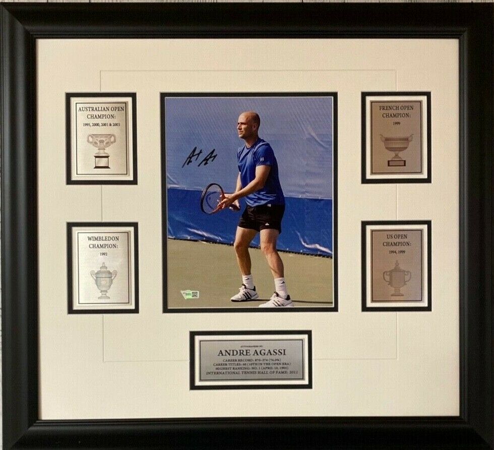 Andre Agassi Tennis Star Autographed 8" x 10" Blue Shirt Photograph ...