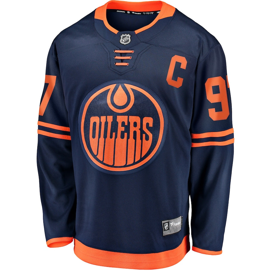 Men's Edmonton Oilers Connor McDavid Fanatics Branded Navy Alternate P ...